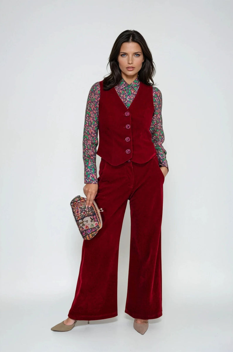 Raspberry Velvet Waistcoat | desray.co.za